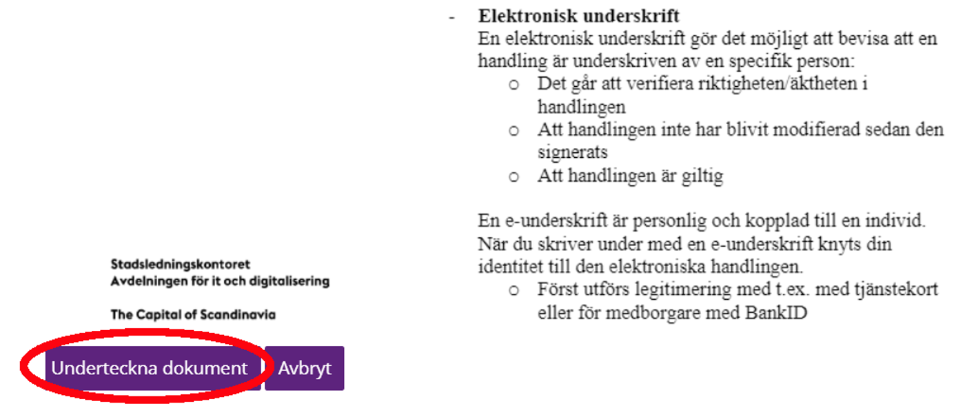 Guide elektronisk underskrift - Stockholms stad